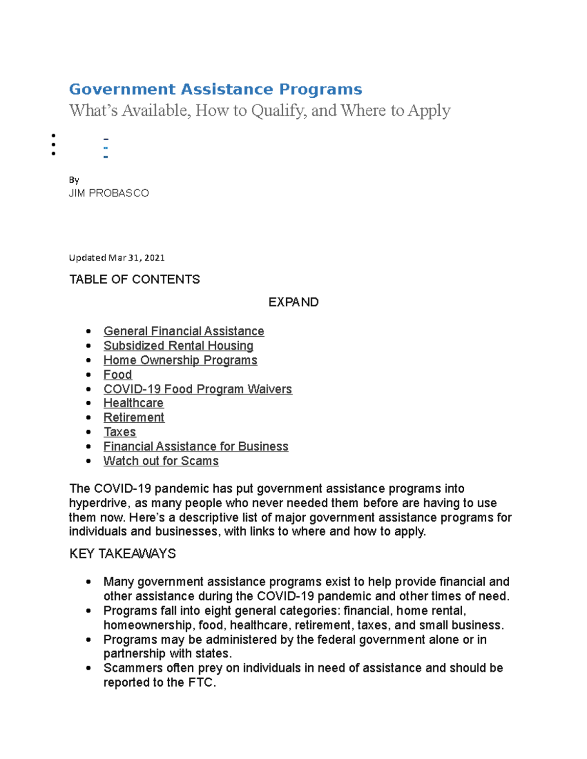 GOV Assit PROG - lalala - Government Assistance Programs What’s ...