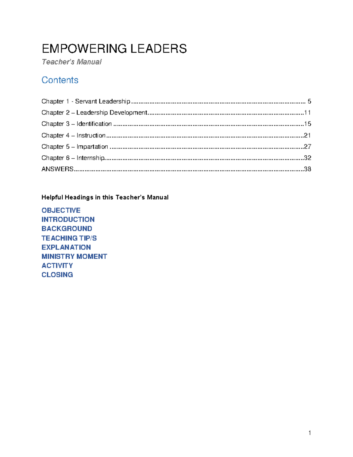 427833361 Empowering Leaders Teachers Manual - EMPOWERING LEADERS ...