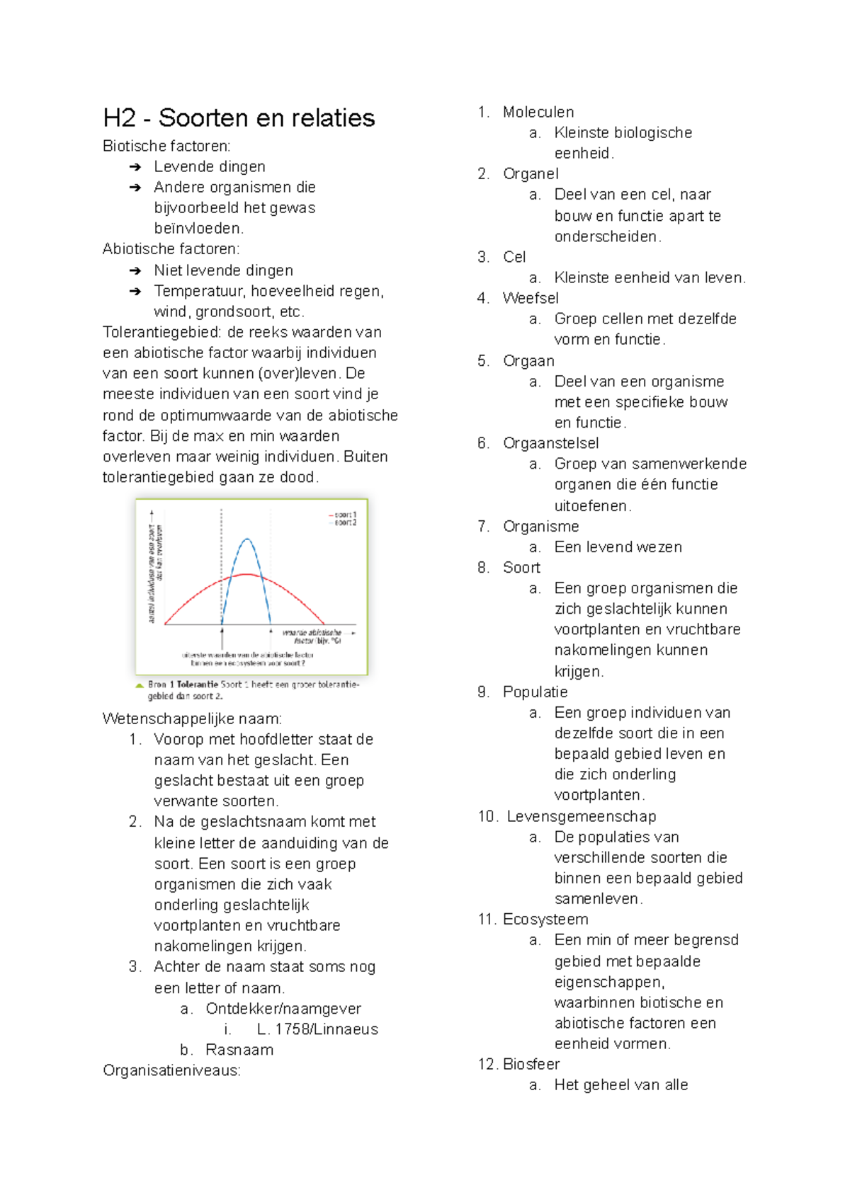 H2 - Soorten en relaties - H2 Soorten en relaties Biotische factoren ...