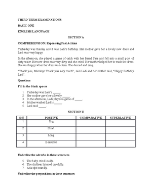 Basic Three English Language - ST. LEO’S CATHOLIC PRIVATE SCHOOL, IKEJA ...