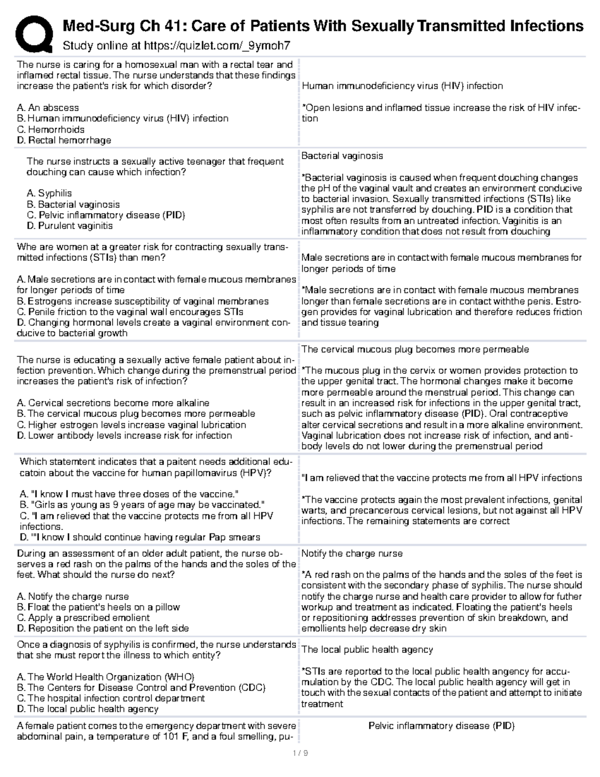 Med-Surg Ch 41 Care of Patients With Sexually Transmitted Infections ...