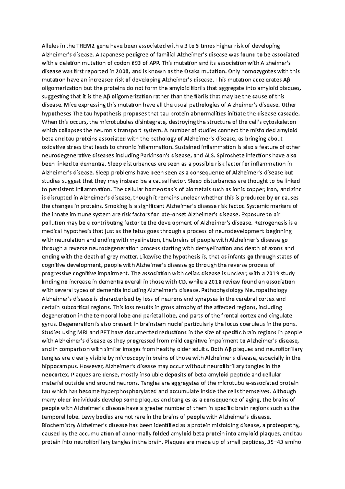 Alzheimer part 2 intro for essay - Alleles in the TREM2 gene have been ... Alzheimer part 2 intro for essay - Alleles in the TREM2 gene have been ...