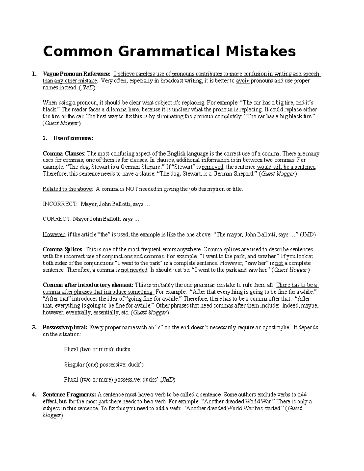 320.Grammatical mistakes - Common Grammatical Mistakes Vague Pronoun ...