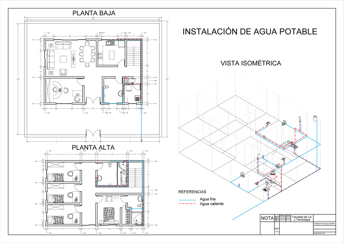 plano isometrico de instalacion de agua potable - NOTA Dib.Rev. Nombre ...