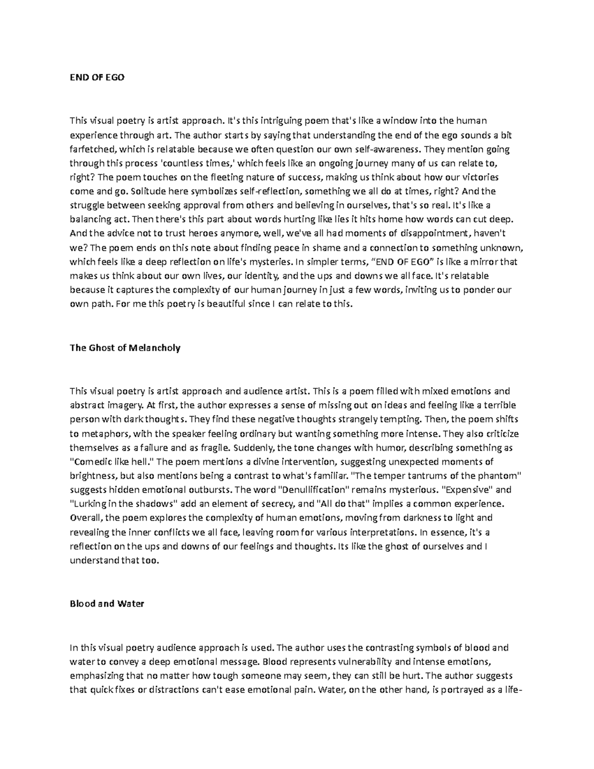 END-OF-EGO - GOOD FOR EVERYONE - END OF EGO This visual poetry is ...