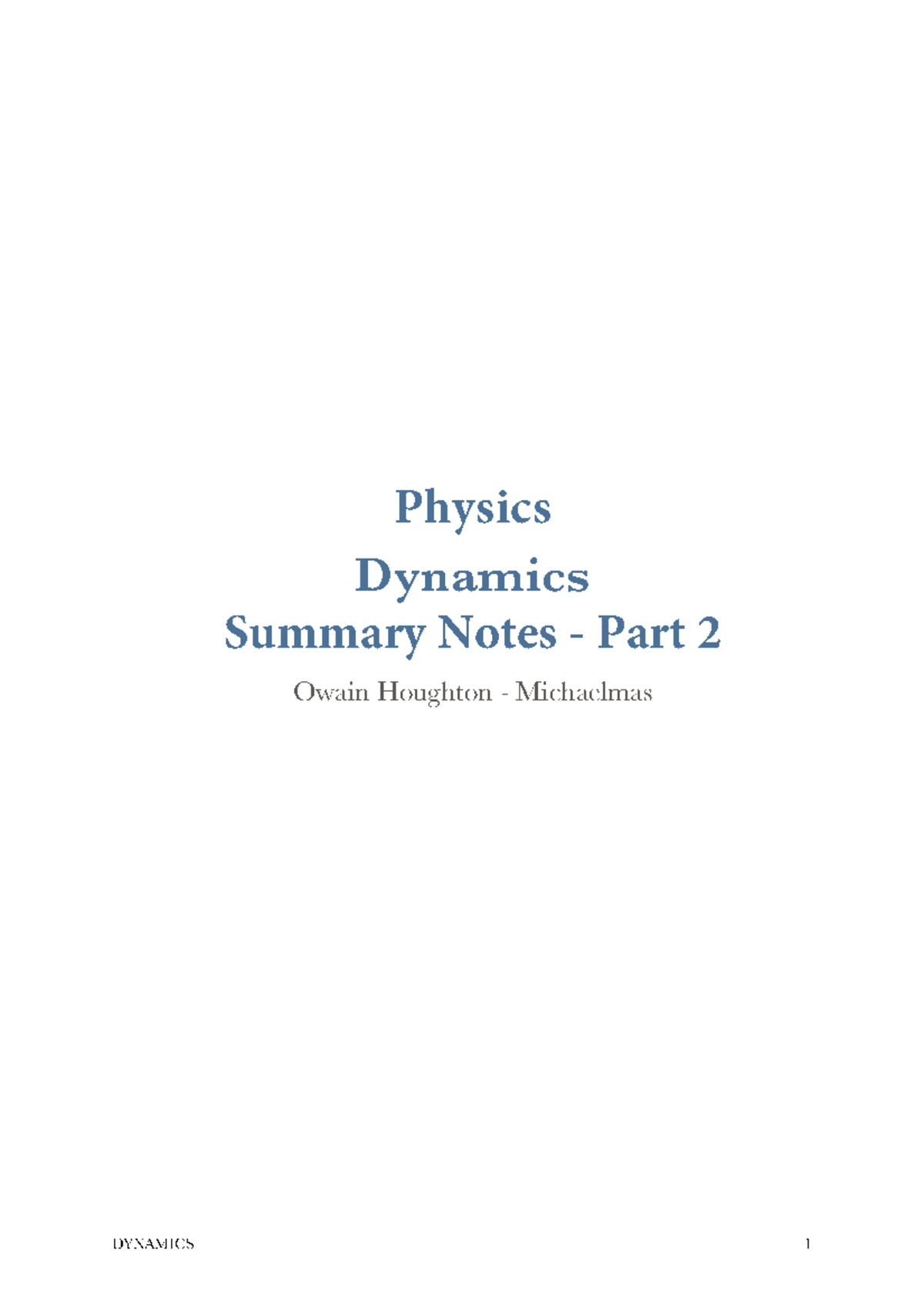 Natural Sciences - Physics - Dynamics - Part 2 - Physics Dynamics ...