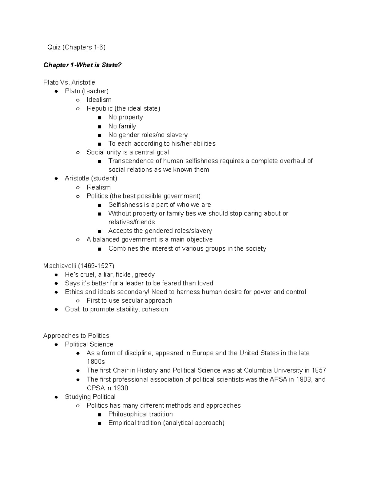 PO101 Quiz (Chapters 1-6) - Quiz (Chapters 1-6) Chapter 1-What is State ...