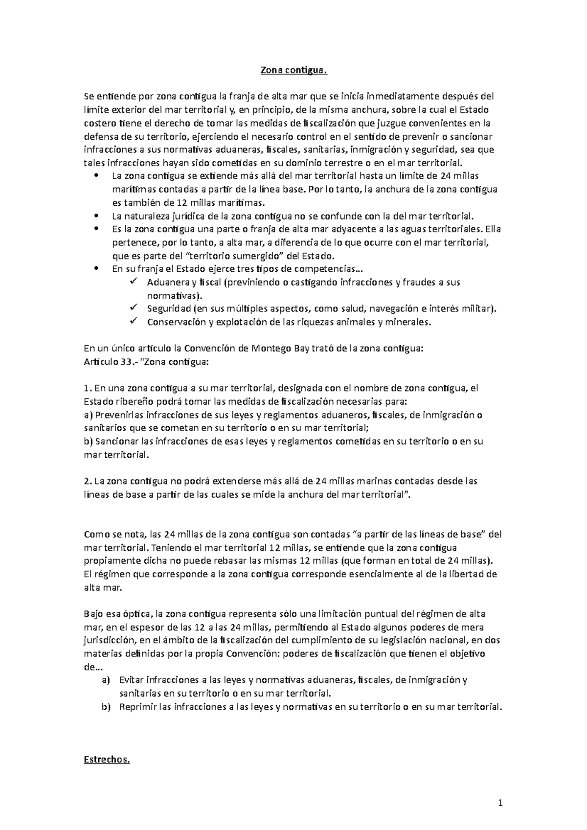 Apuntes de clase, Zona contigua - Zona contigua. Se entiende por zona ...