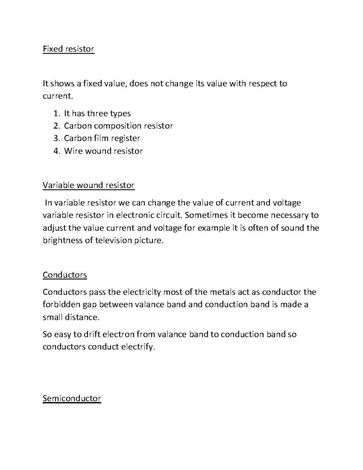 Note2 - In variable resistor we can change the value of current and ...