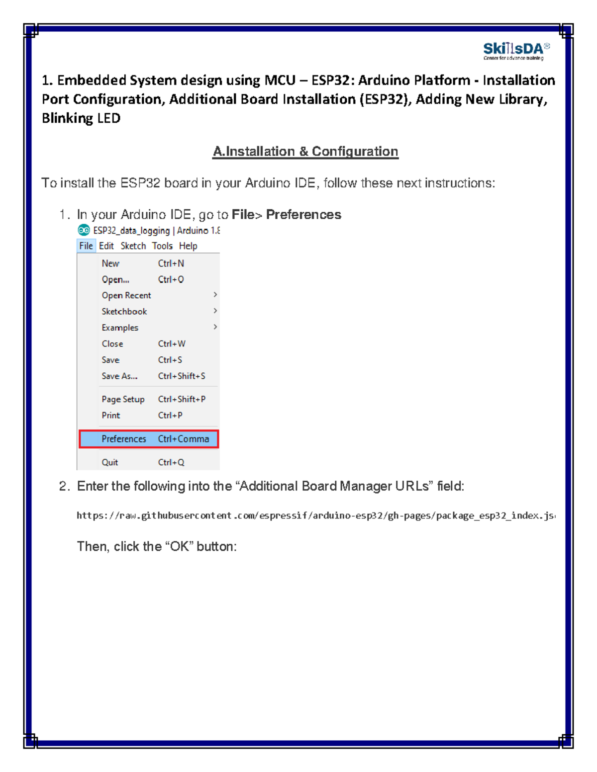 Io T-lab manual - 1. Embedded System design using MCU – ESP32: Arduino ...