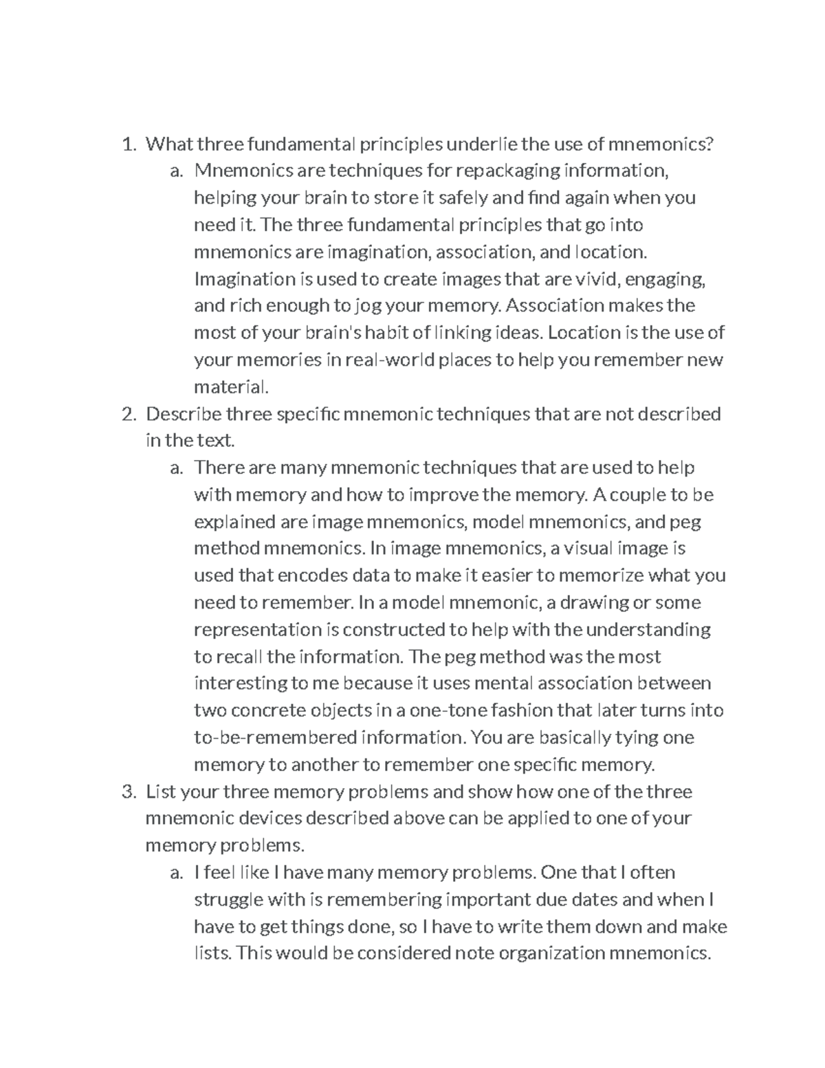 Unit 8 Memory - What three fundamental principles underlie the use of ...