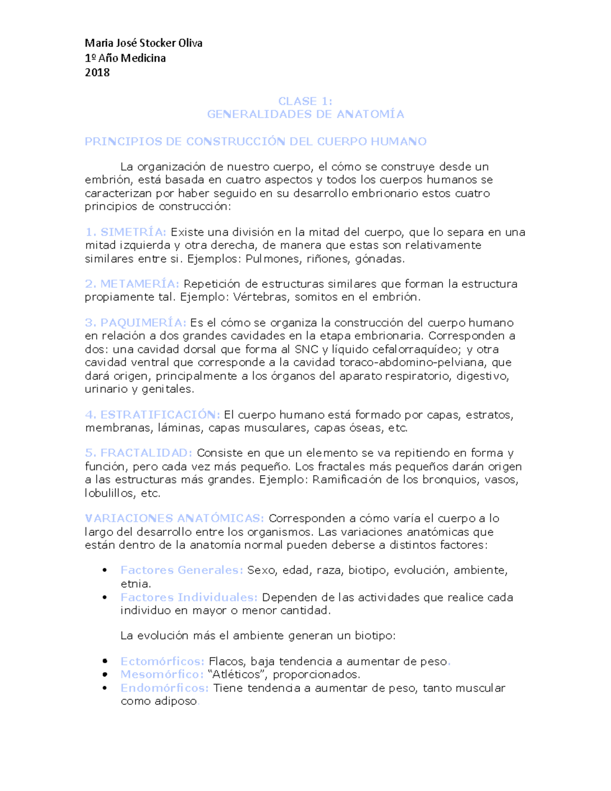 1. Generalidades de Osteología - Warning: TT: more functions defined than expected 1º Año ...