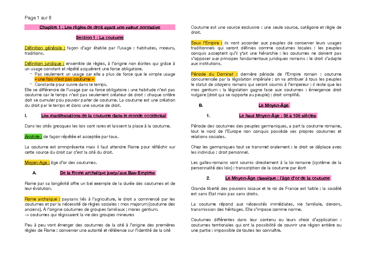 Source du droit - Chapitre 1 : Les règles de droit ayant une valeur ...