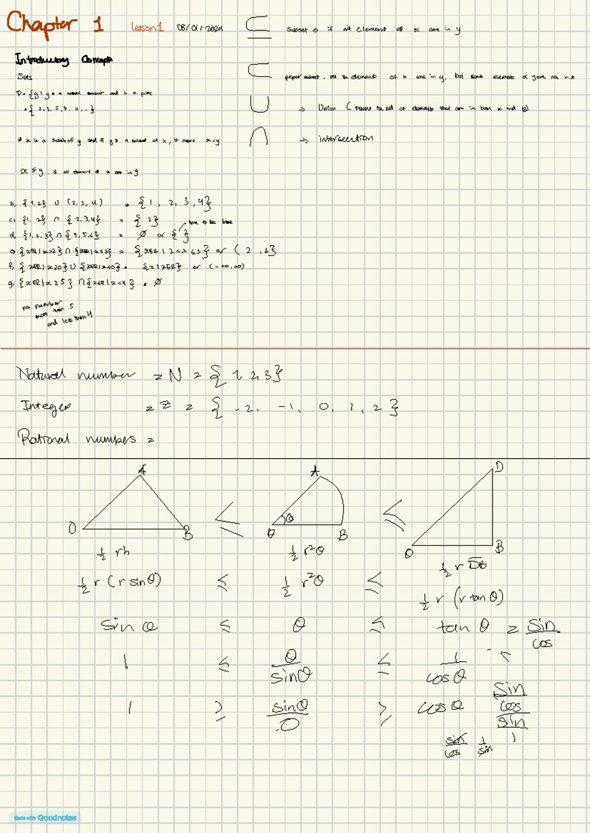 Math 1031 - Chapter 1 lesson t oscolizoa L subset = if all element of ...