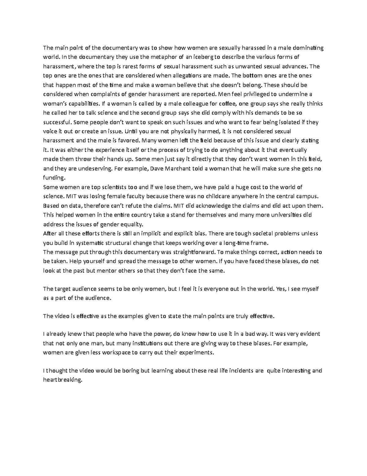 Reflection on Picture a Scientist - The main point of the documentary ...