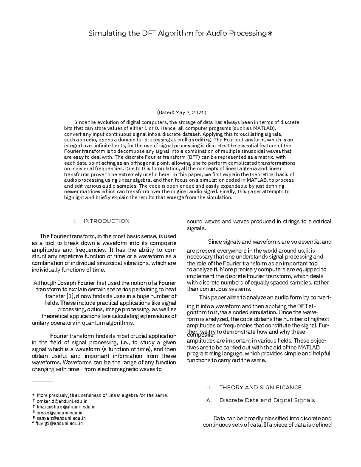 Simulating the DFT Algorithm for Audio Processing - It has the ability ...