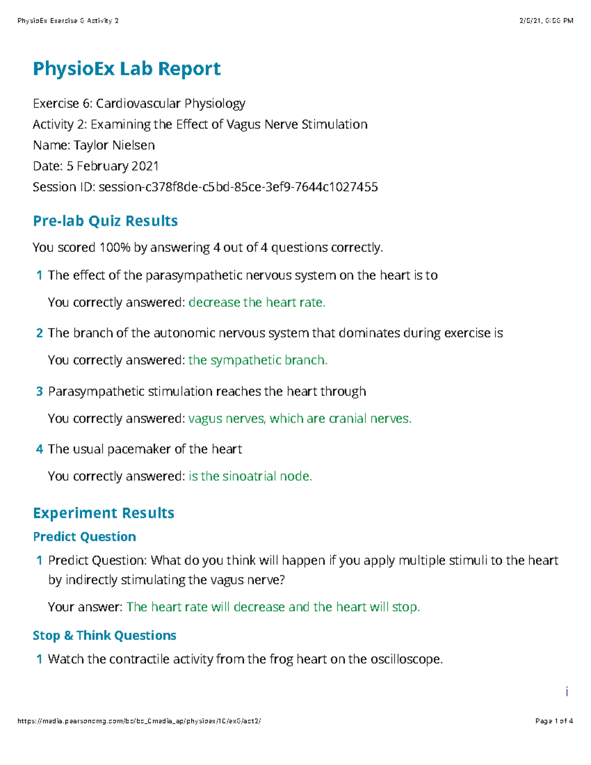 Physio Ex Exercise 6 Activity 2 - PhysioEx Lab Report Exercise 6 ...