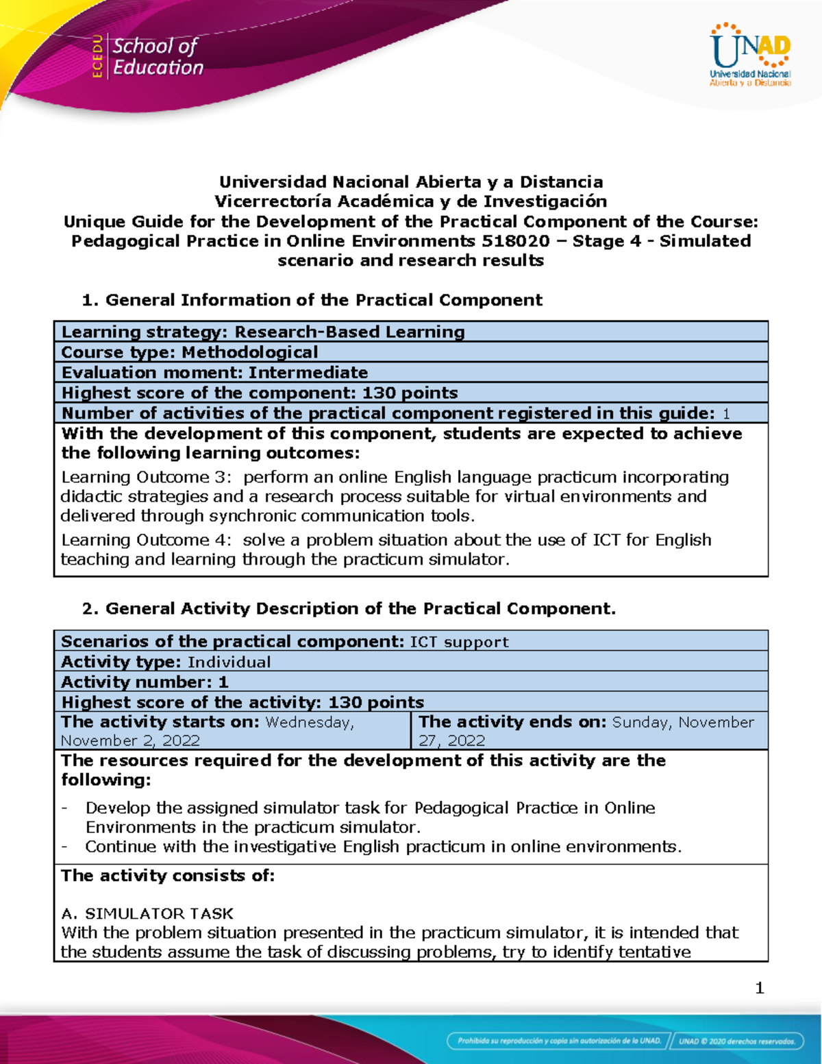 Guide for the development of the practical component - Unit 2 - Stage 4 - Simulated scenario and ...