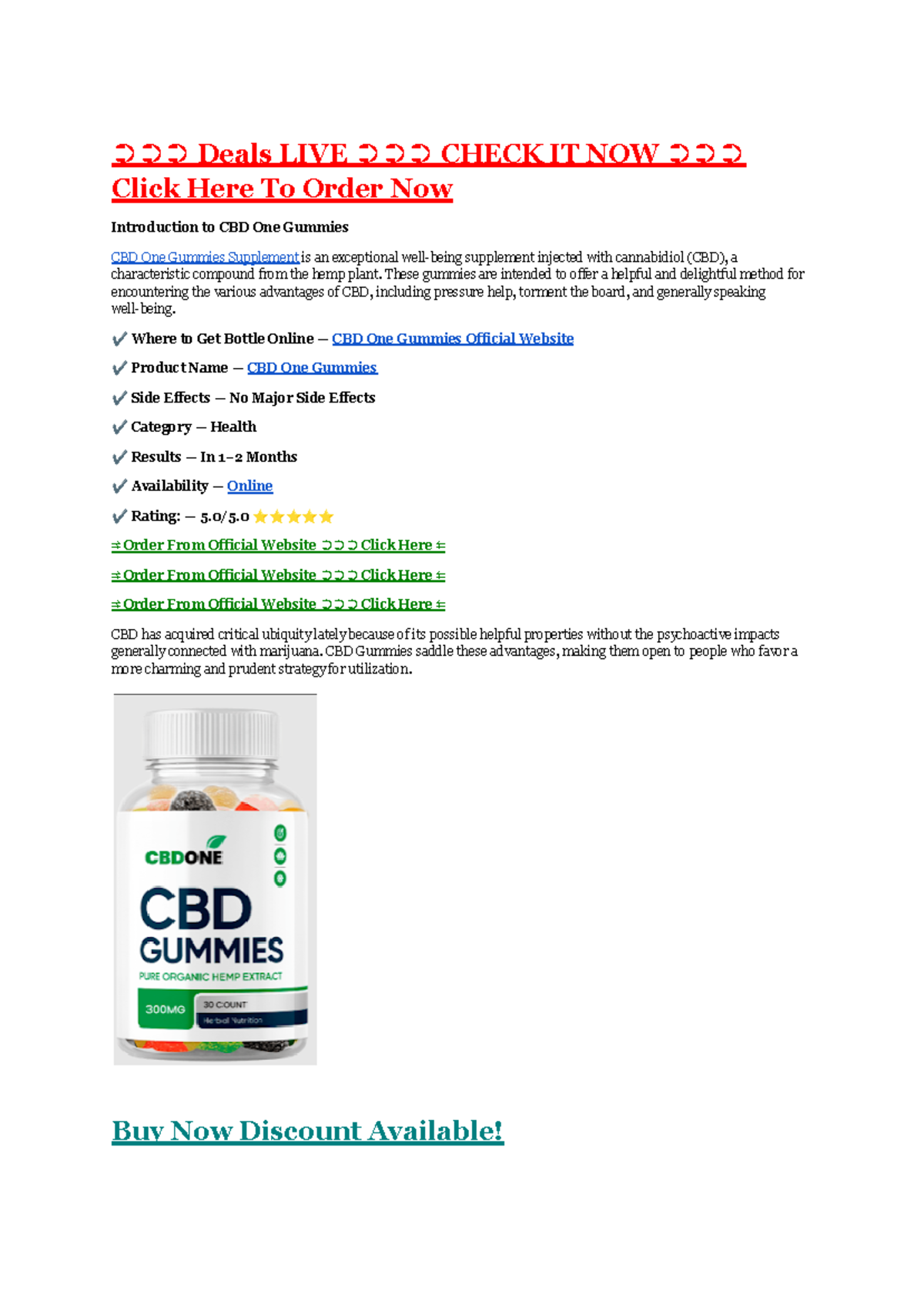 CBD One Gummies For Sleep, Relief & Stress - Deals LIVE CHECK IT NOW ...