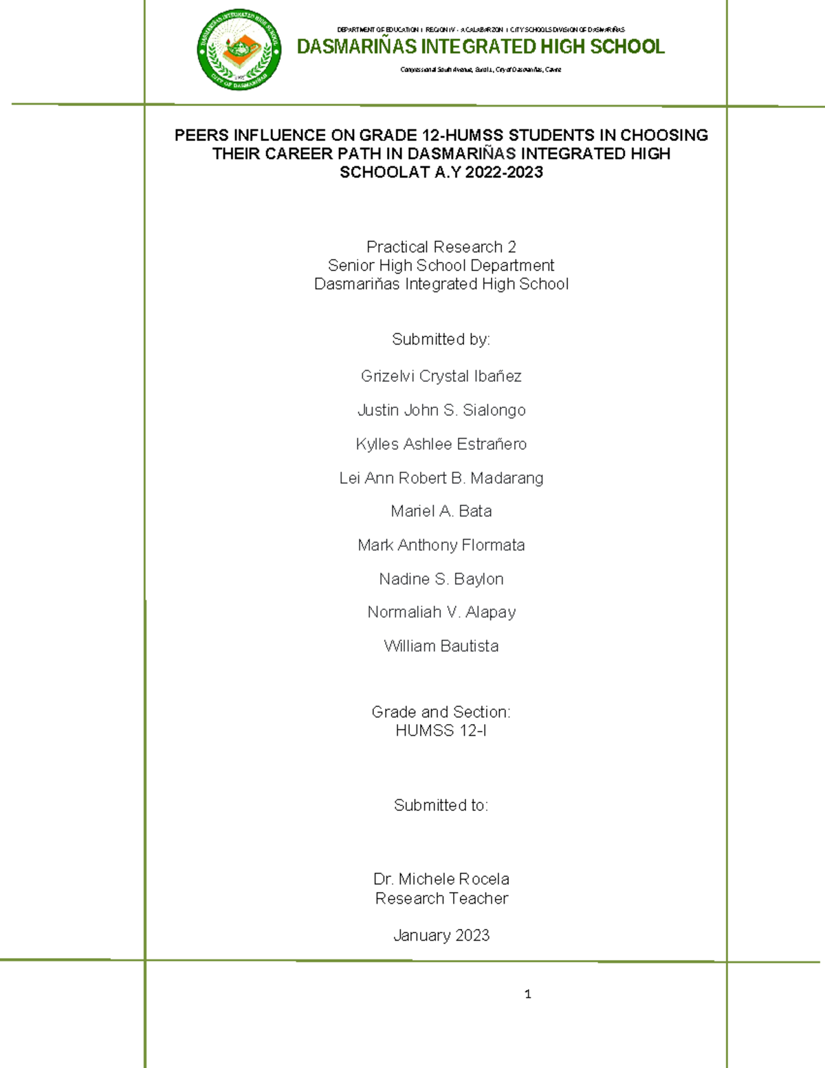 Research Final Papers Done by Macc Eme lungs - DASMARIÑAS INTEGRATED ...