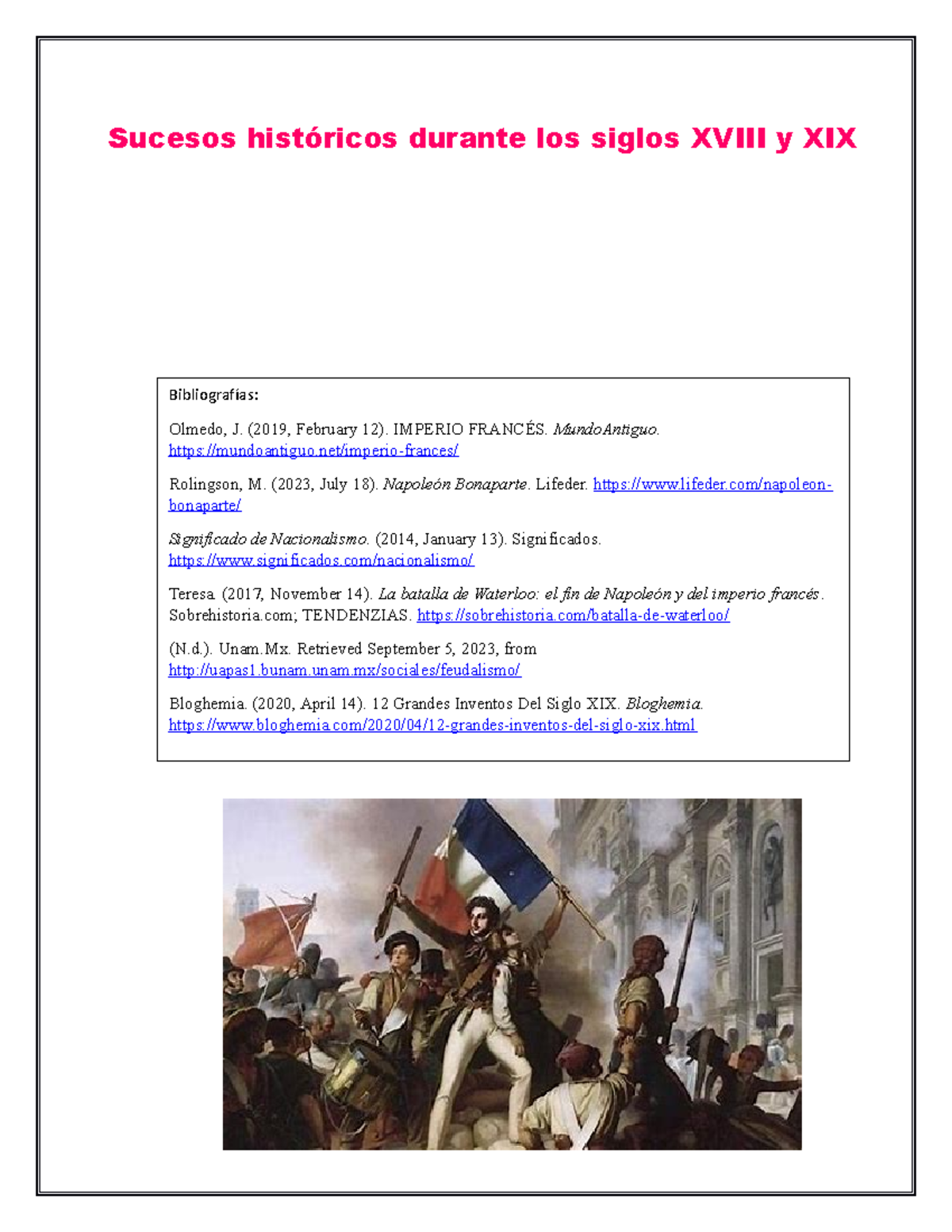 Sucesos históricos durante los siglos Xviii y XIX - Sucesos históricos ...