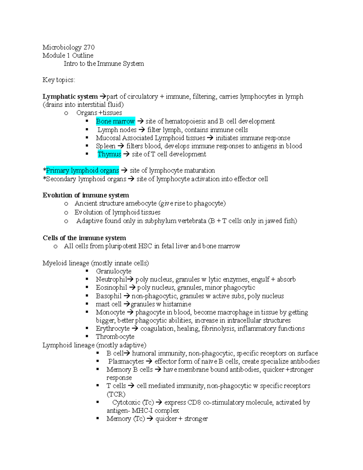 Module 1 Outline - Microbiology 270 Module 1 Outline Intro to the ...