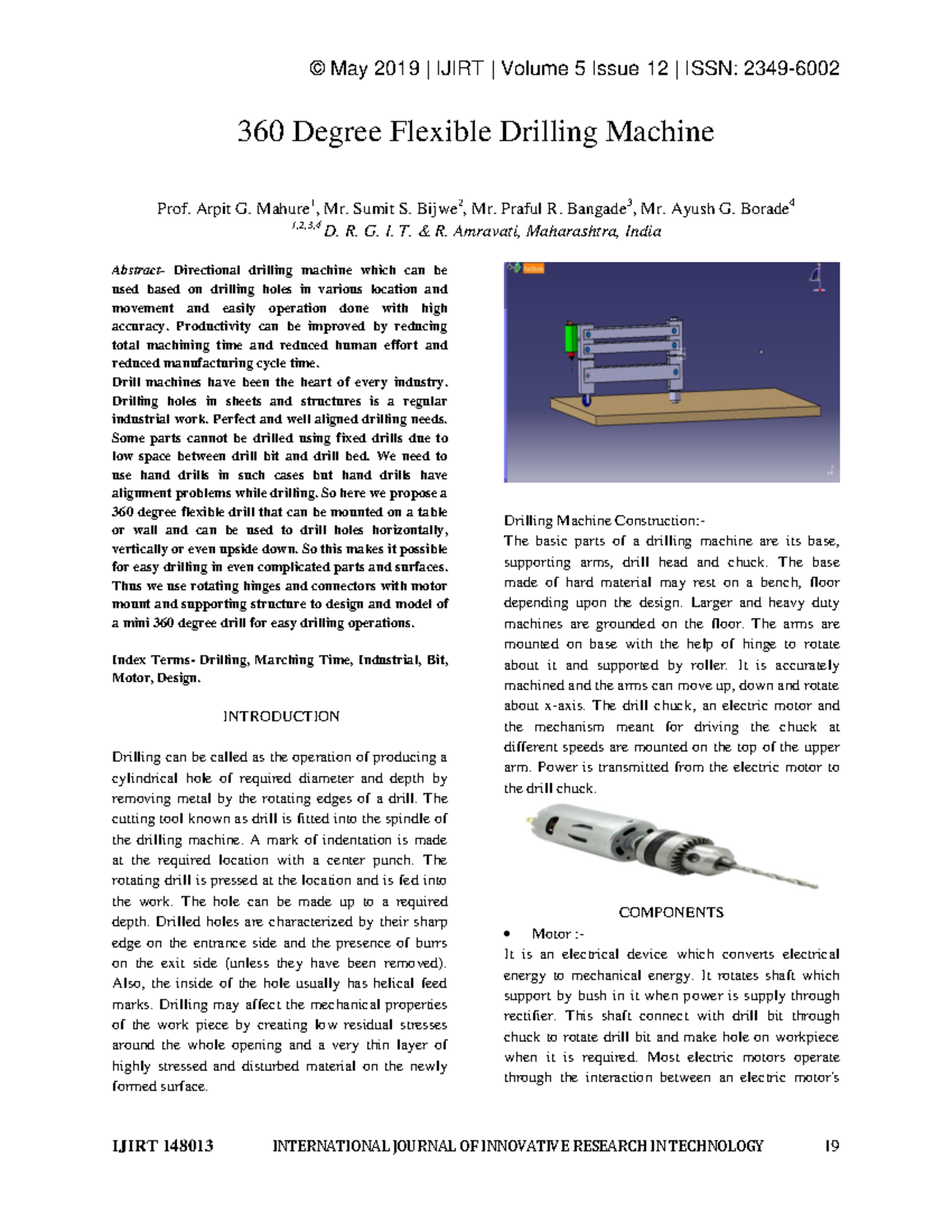 Ijirt 148013 Paper - For Thesis Purpose - 360 Degree Flexible Drilling ...