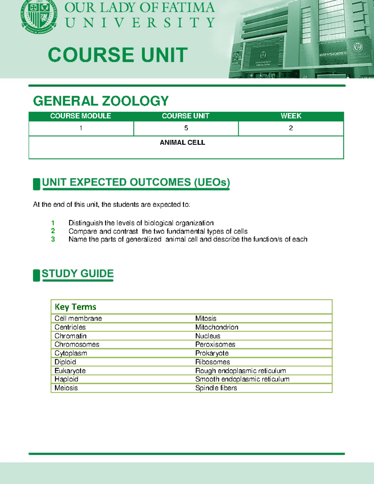 GZOO111 Week+2 Animal+Cell 2 - GENERAL ZOOLOGY COURSE MODULE COURSE ...