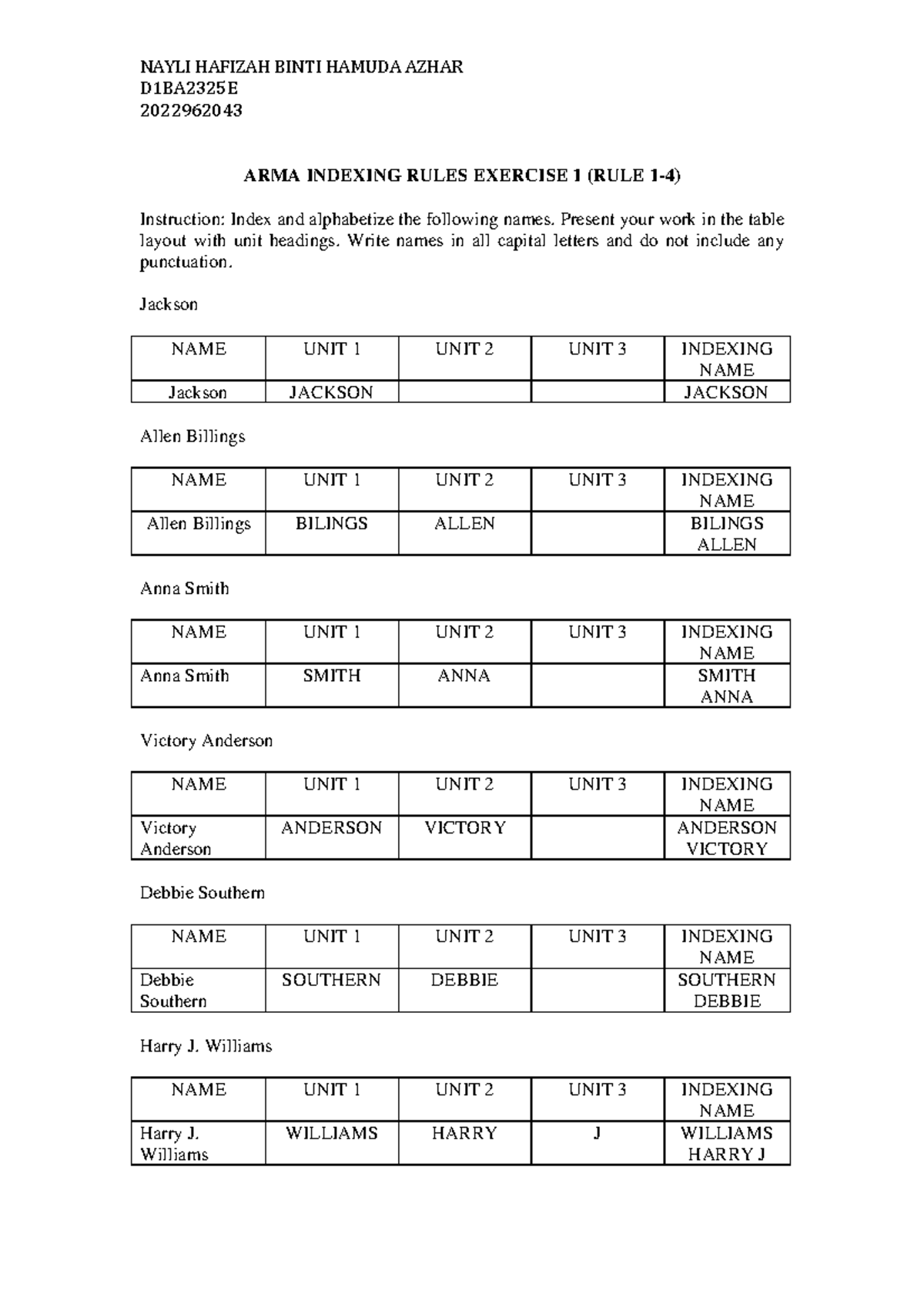 IMR652-ARMA Indexing Rules Question 1 - D1BA2325E 2022962043 ARMA ...