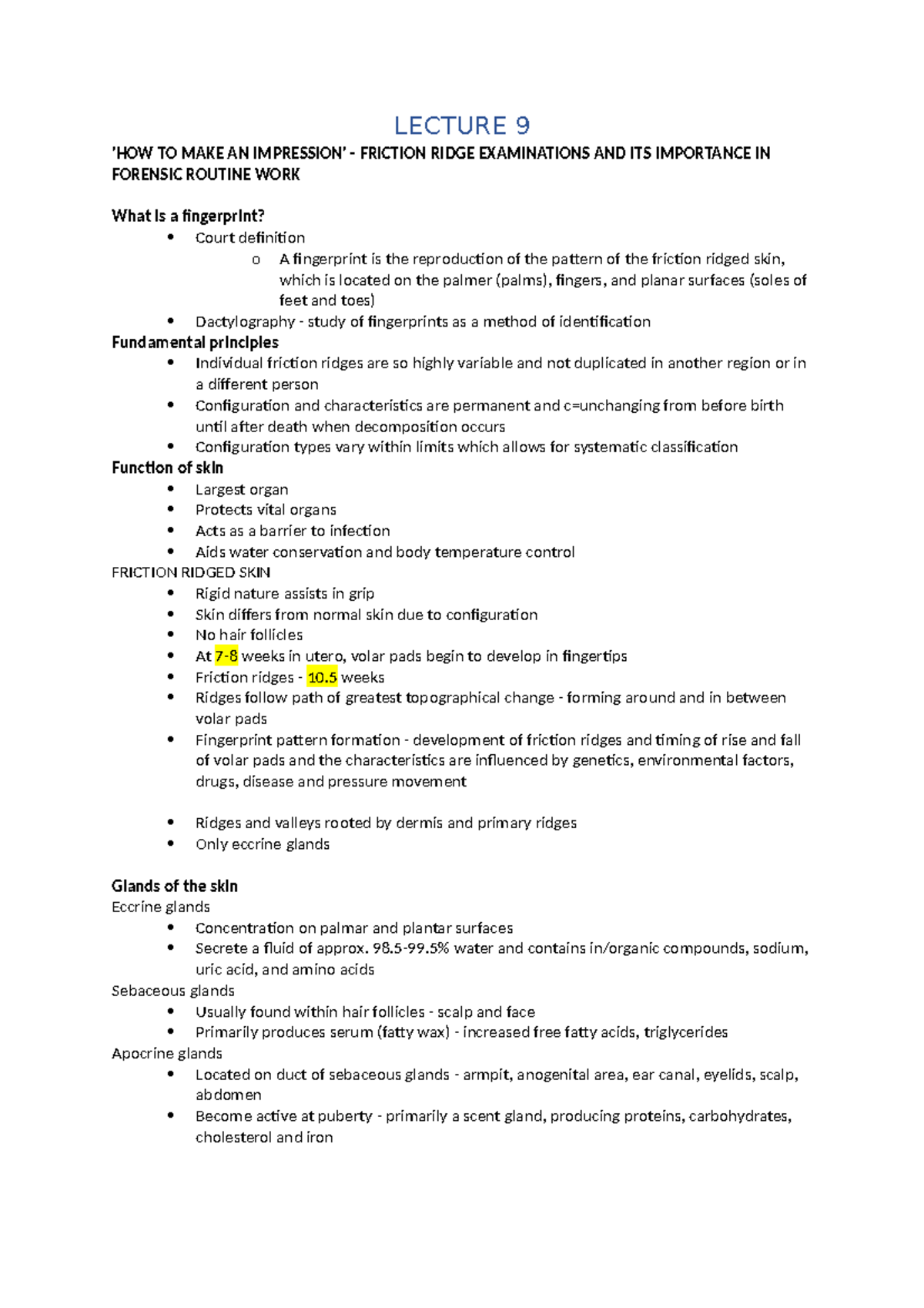 Notes Summary 9 - LECTURE 9 'HOW TO MAKE AN IMPRESSION' - FRICTION ...