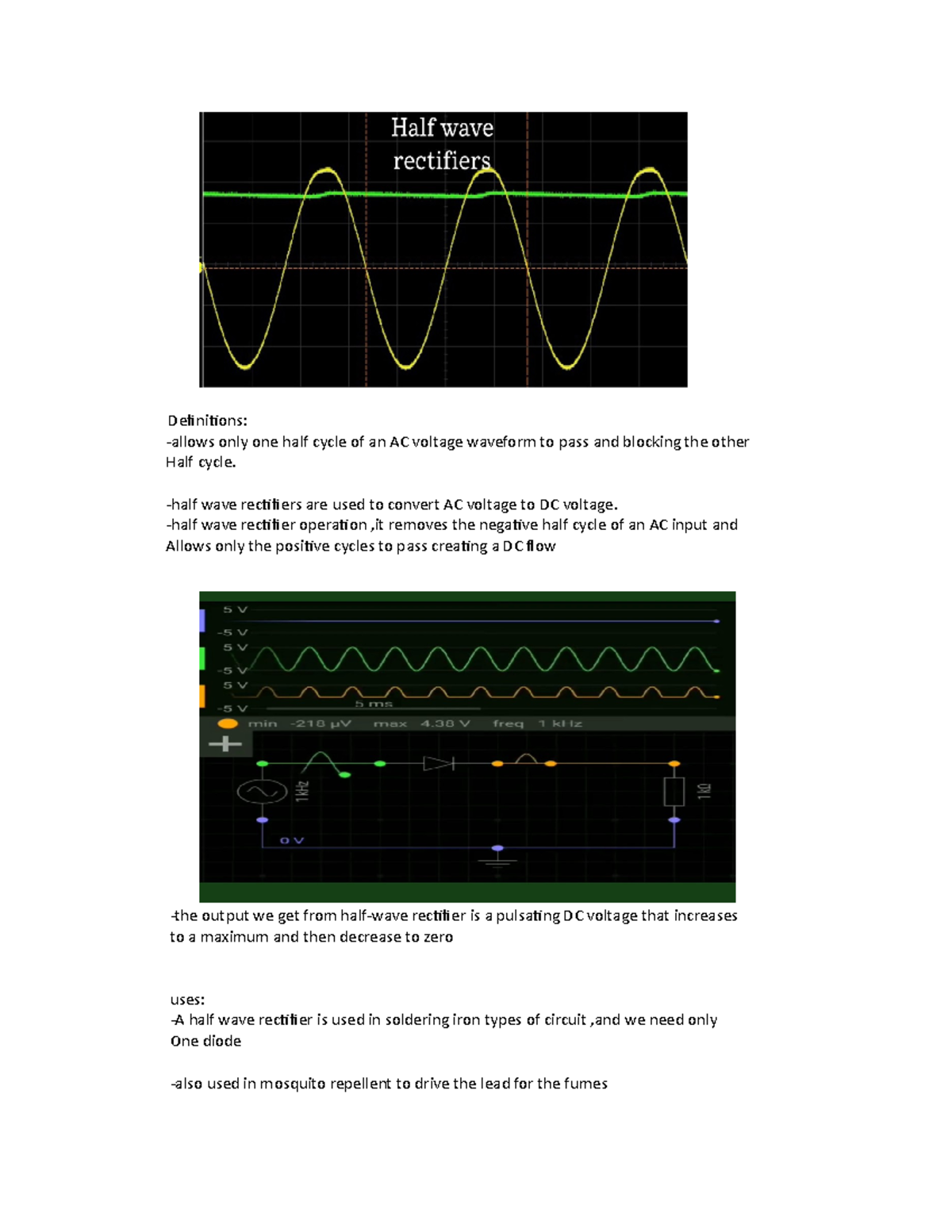 Half-wave-rectifierscopy - Definitions: -allows only one half cycle of ...