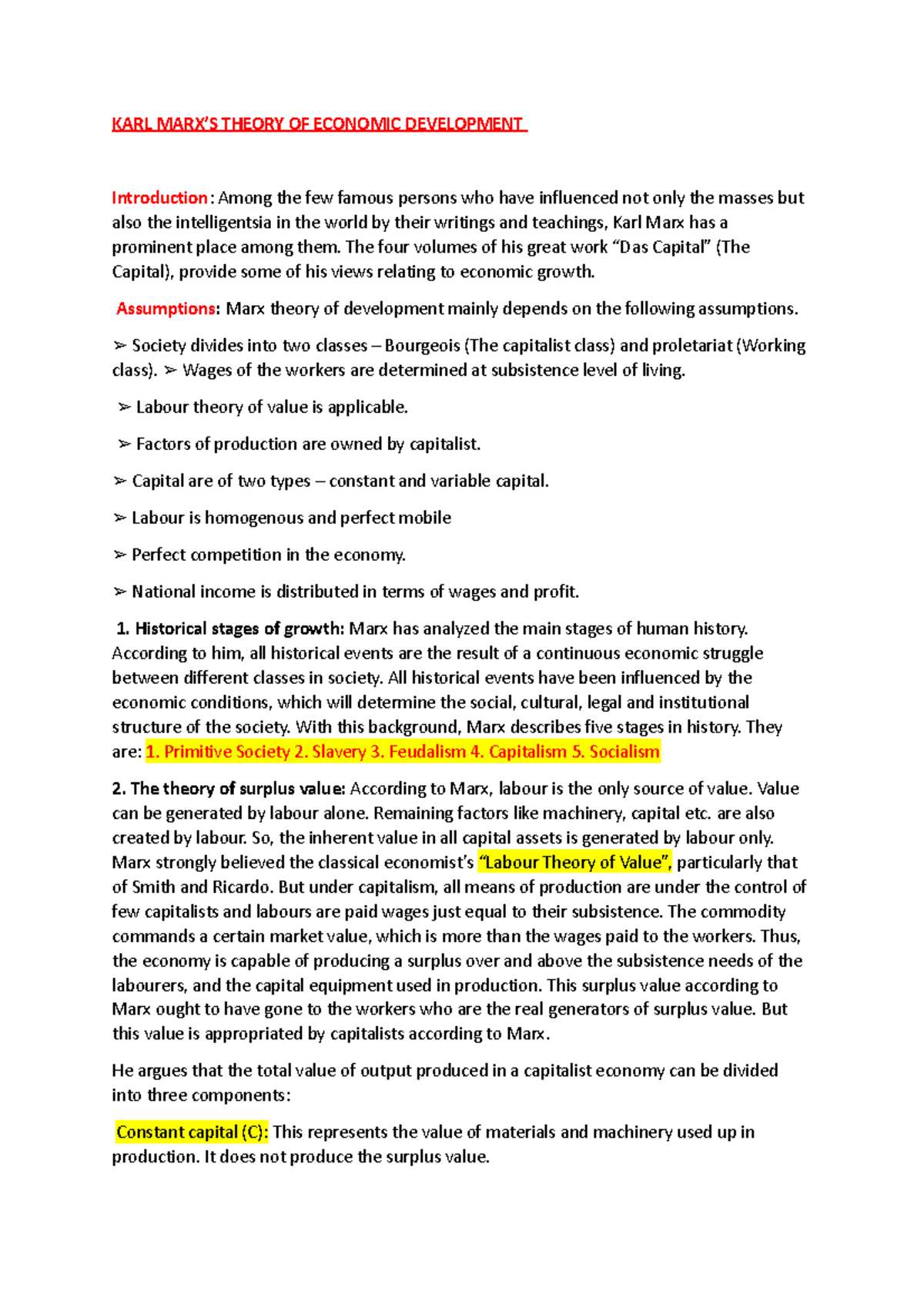 KARL MARX - Marxian theory old school of economic thoughts - KARL MARX ...