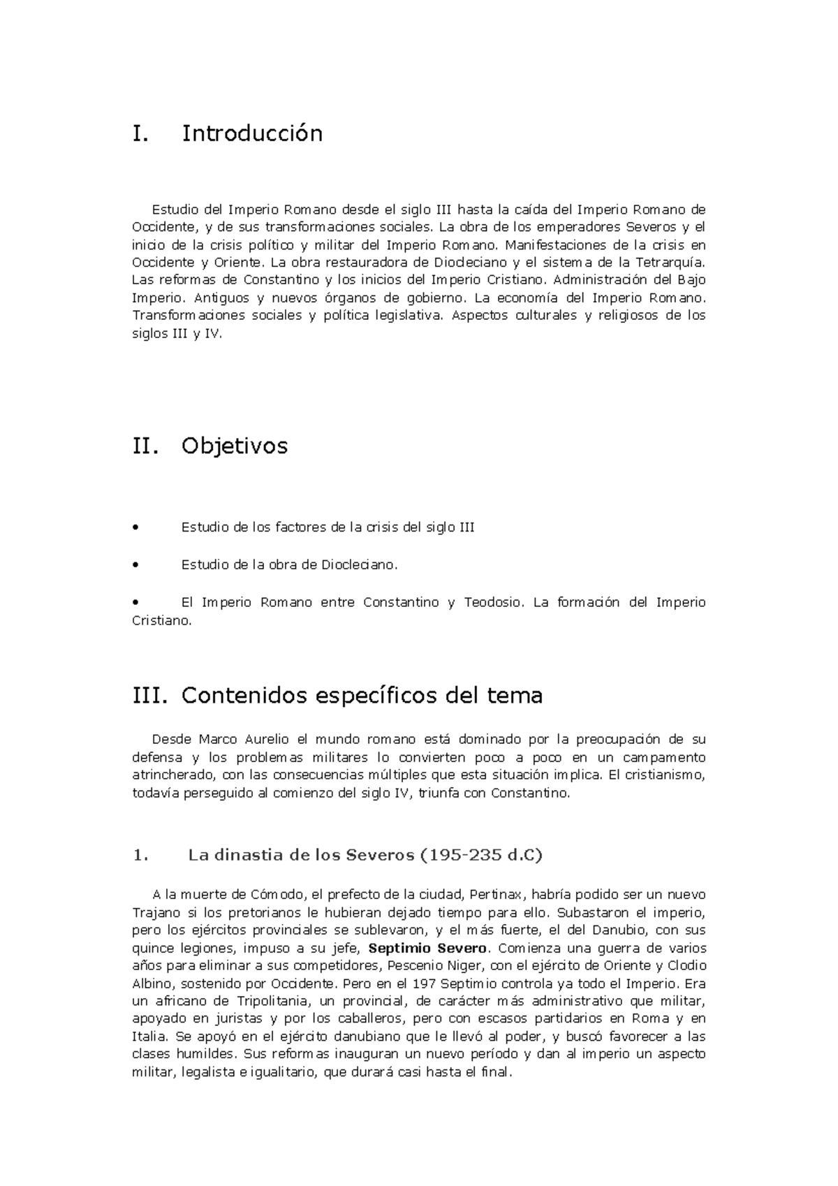 Siglo III y SIglo IV - I. Introducción Estudio del Imperio Romano desde ...