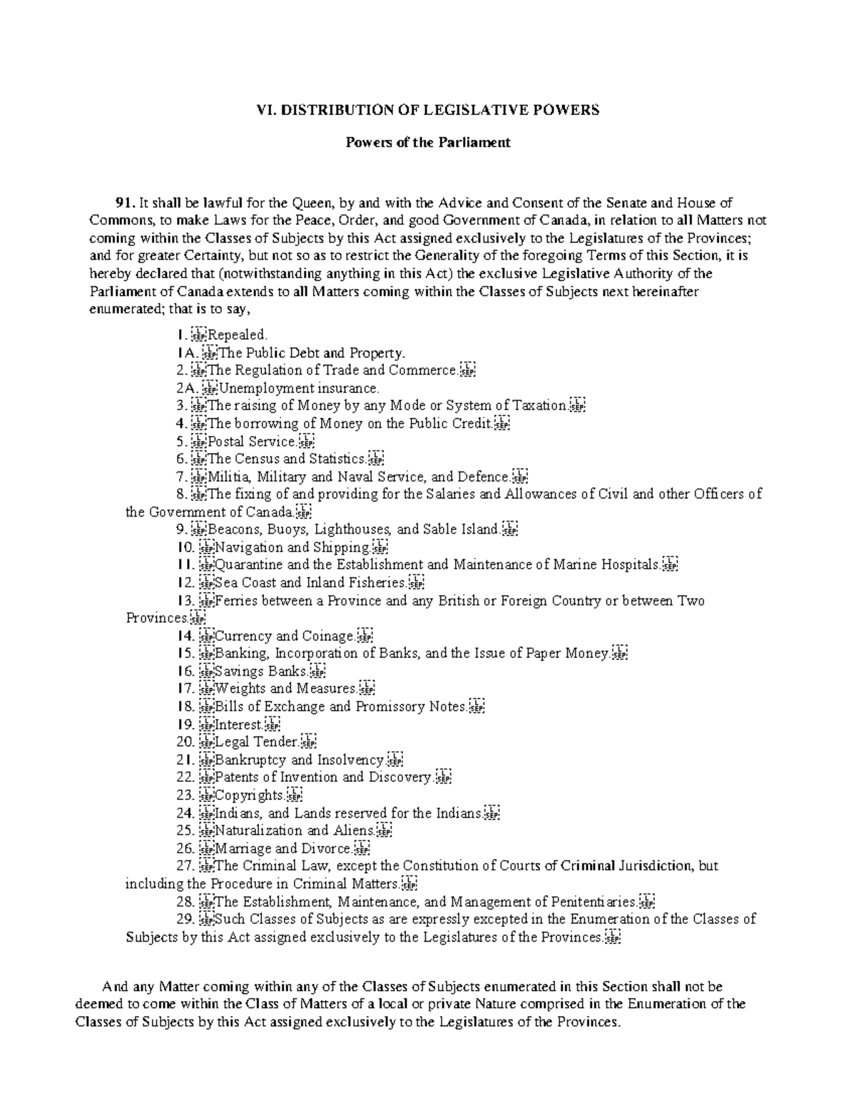 01 Distribution of Powers - VI. DISTRIBUTION OF LEGISLATIVE POWERS ...
