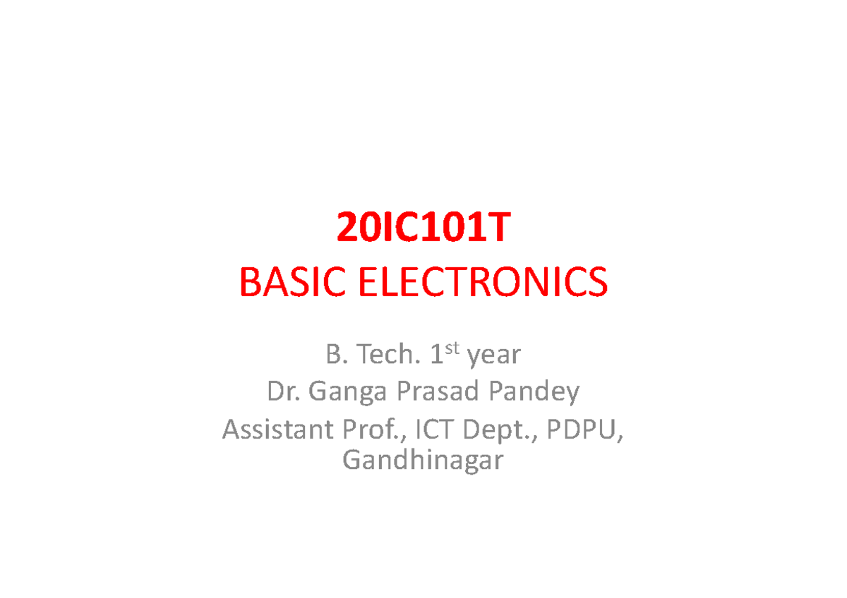 BE unit 1 final-1 - transistor - 20IC101T BASIC ELECTRONICS B. Tech ...