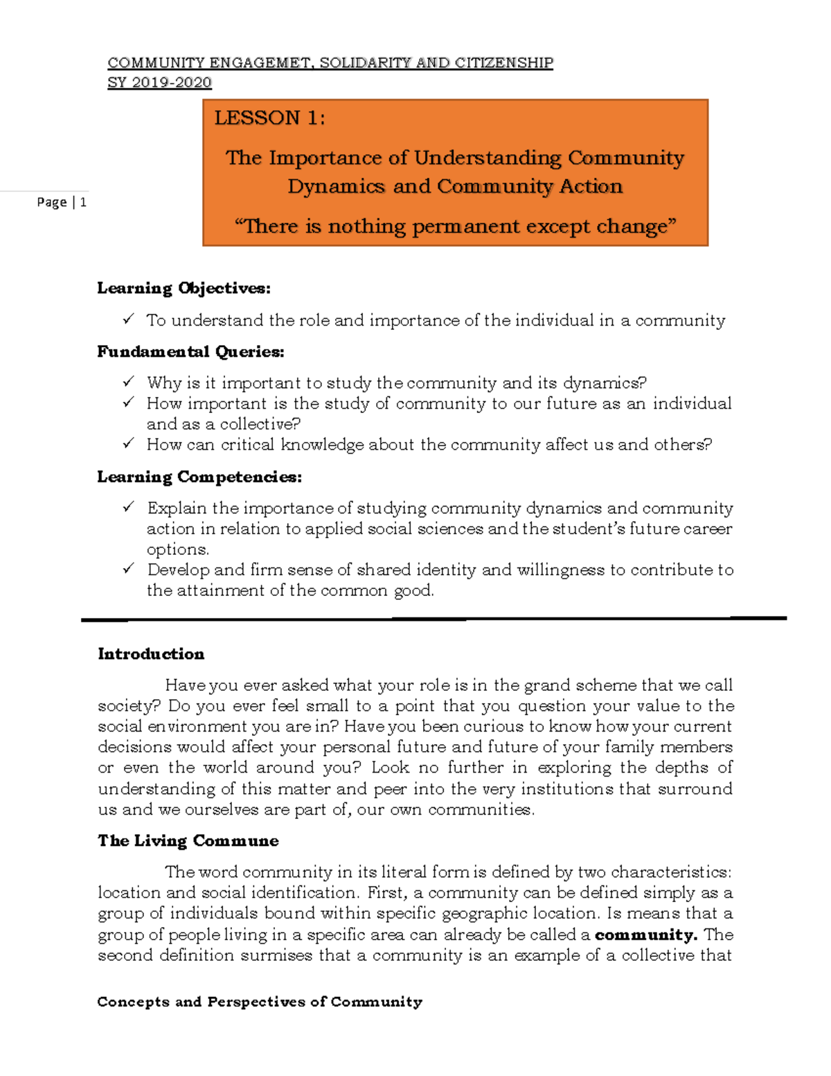 Week 001 Lesson 1 The importance of understanding Community Dynamics ...