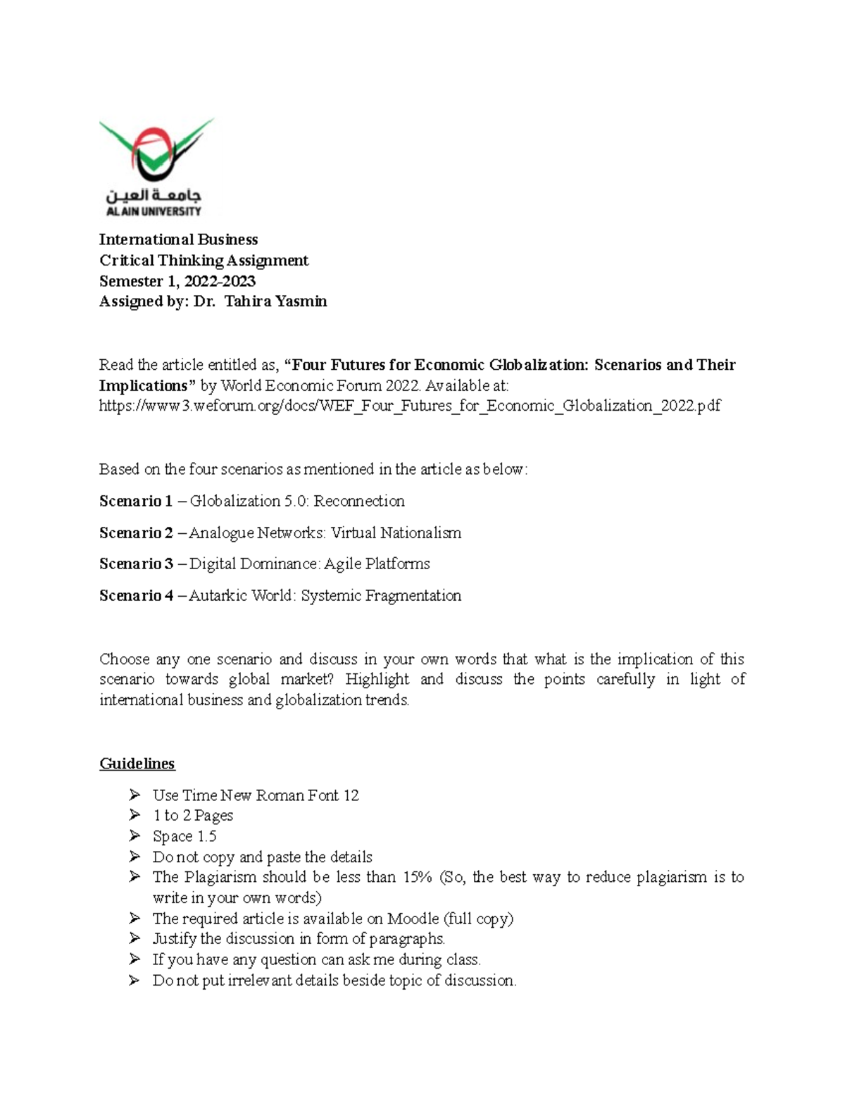 Outline of IB Assignment - International Business Critical Thinking ...