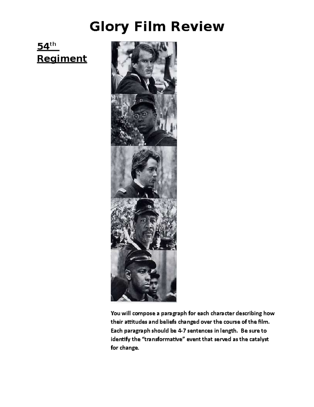 Glory+Film+Review+Assignment - Glory Film Review 54 th Regiment You ...