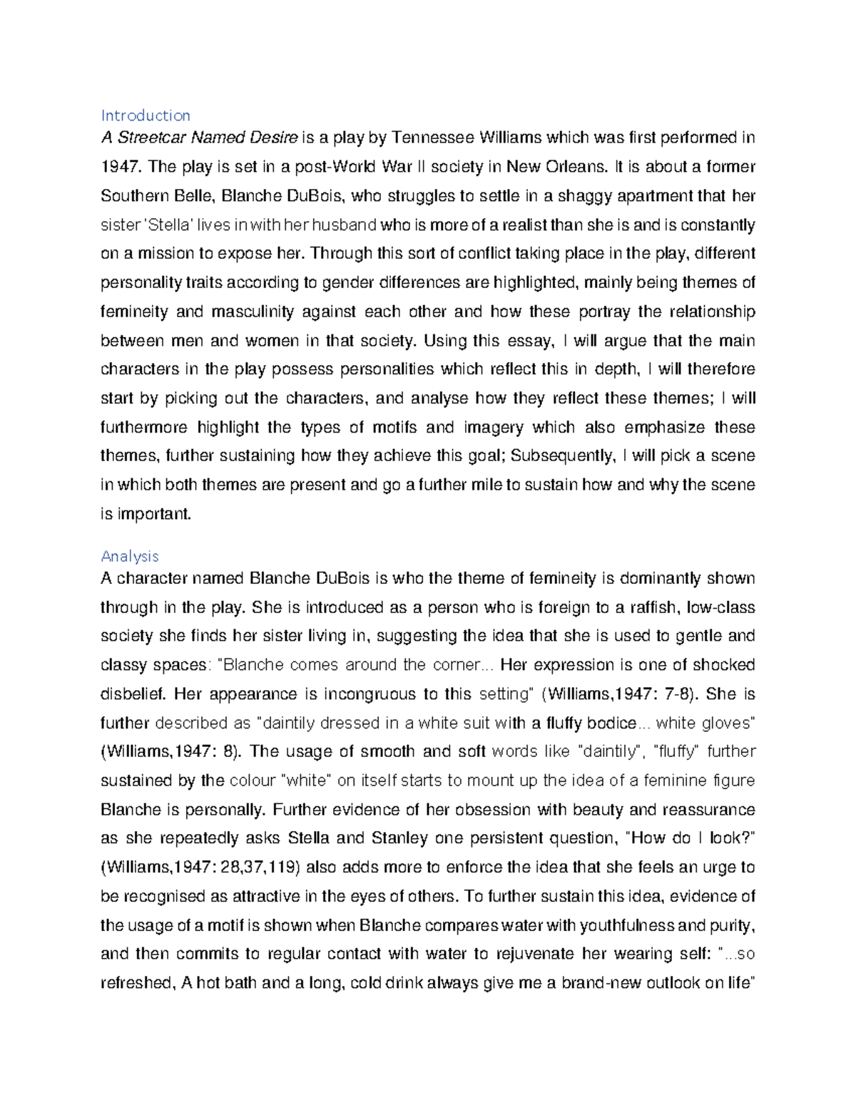 A Streetcar Named Desire Play - Essay 4th Q - Introduction A Streetcar ...