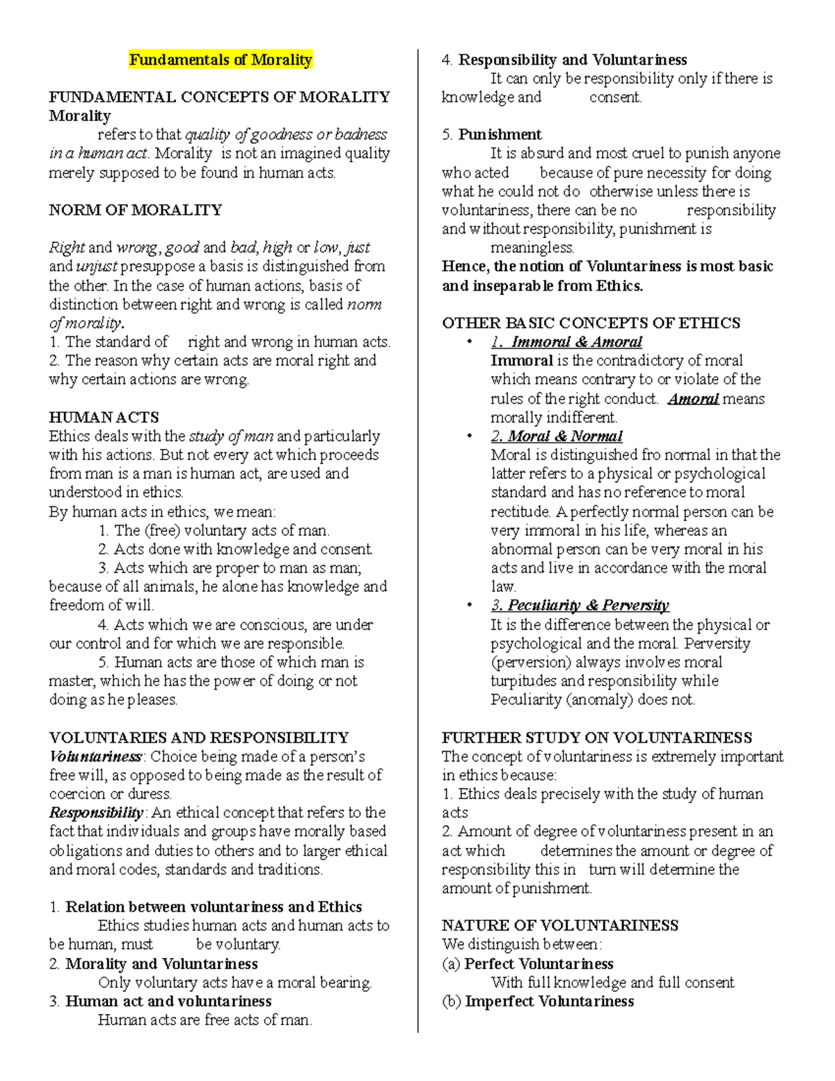 Fundamentals of Morality - Fundamentals of Morality FUNDAMENTAL ...
