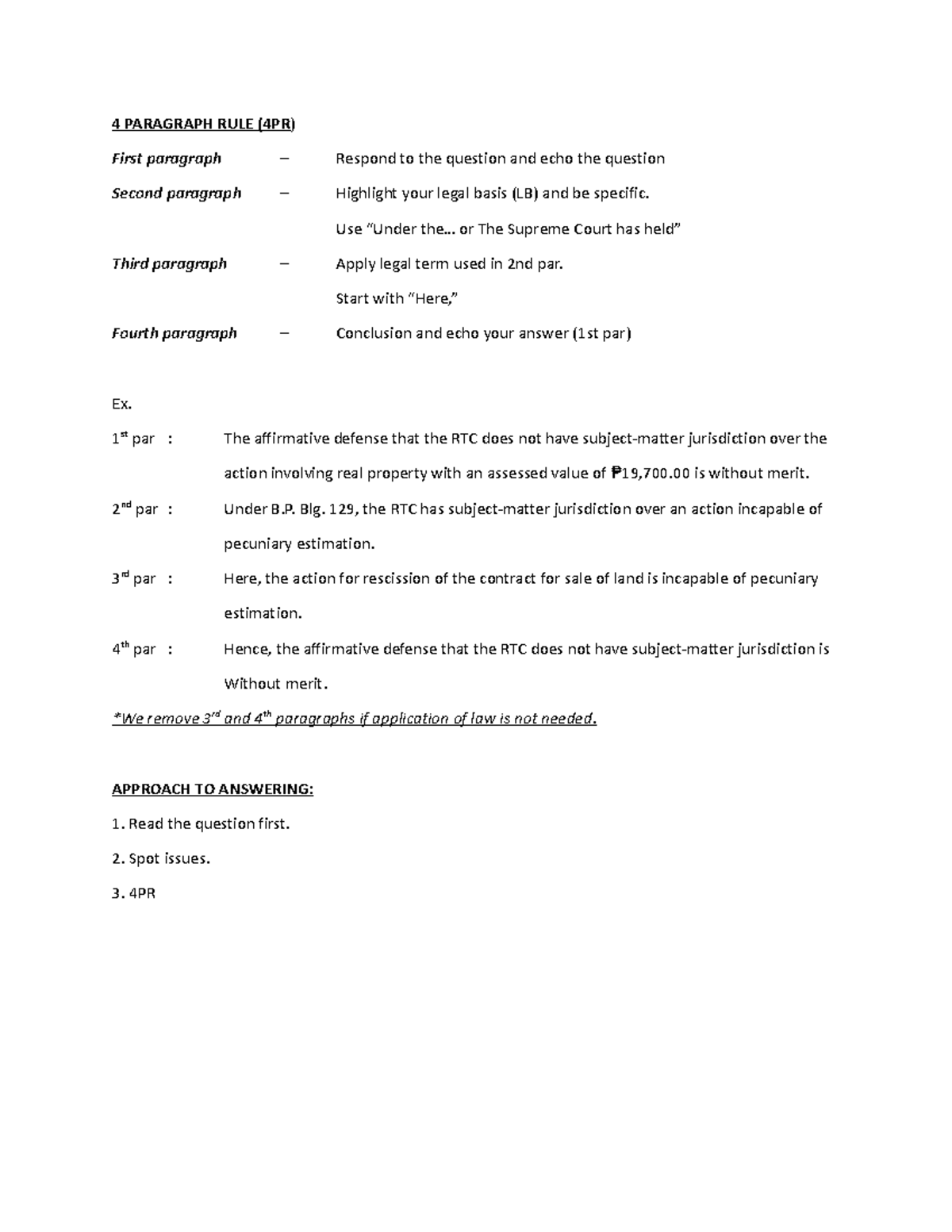 4 Paragraph RULE - Technique - 4 PARAGRAPH RULE (4PR) First paragraph ...