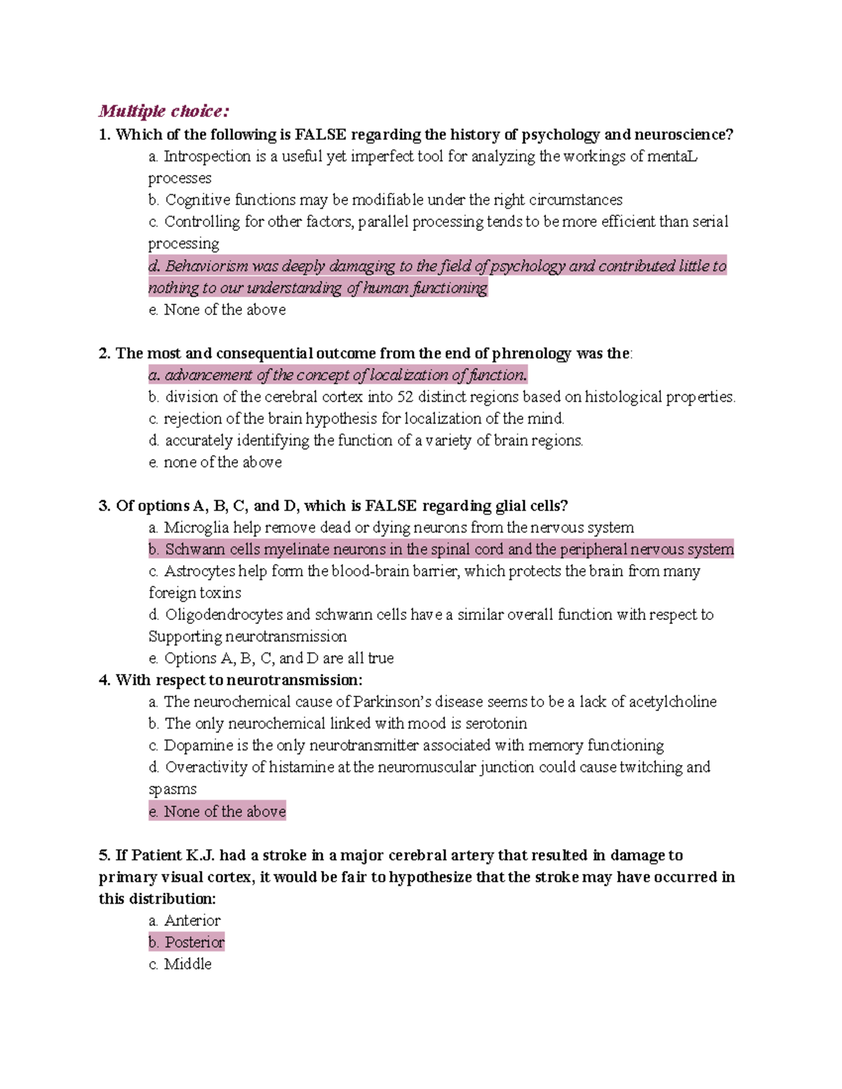 PSYB55 Midterm - practice qs - Multiple choice: Which of the following ...