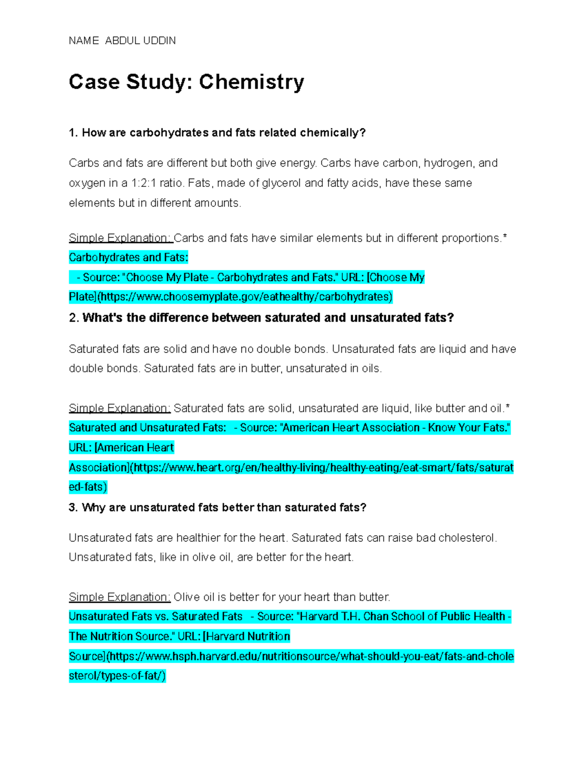 Case Study Chemistry - Home work Assignament of anatomy 1 - NAME ABDUL ...