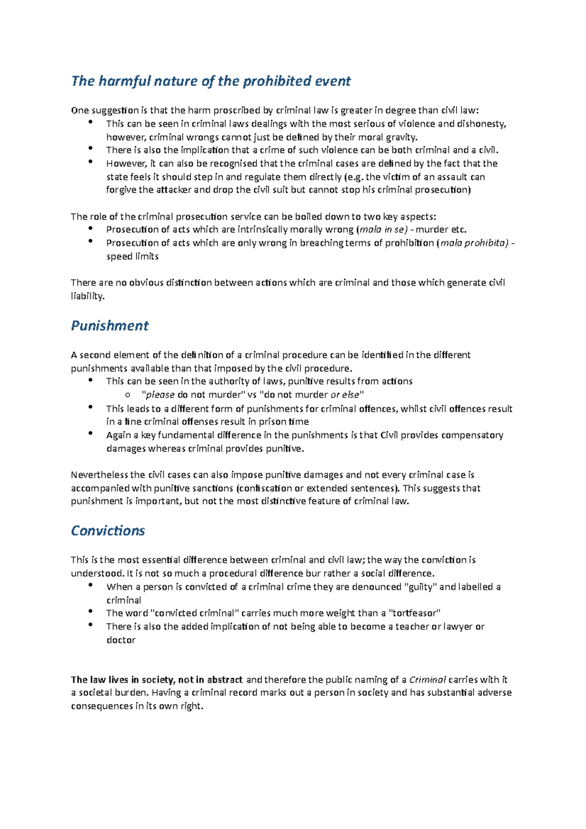 Supo 1 - Supo 1 notes - The harmful nature of the prohibited event One ...