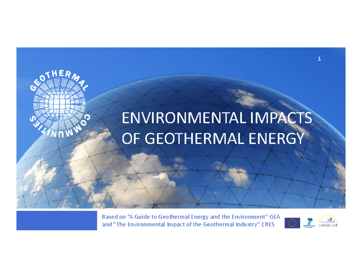 Geothermal plant design pdf - ENVIRONMENTAL IMPACTS OFGEOTHERMALENERGY ...