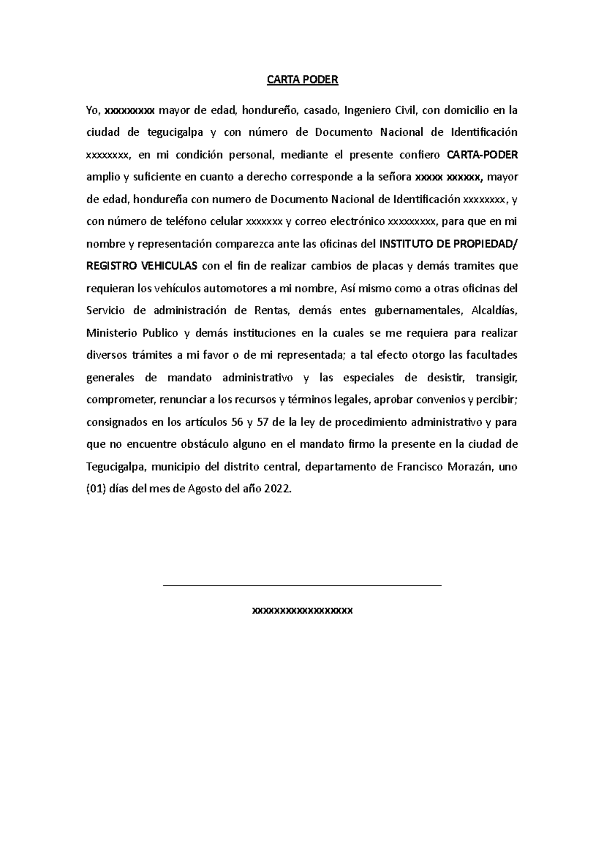 Haz Tu Carta Poder De Honduras Fácilmente – WAMDYW