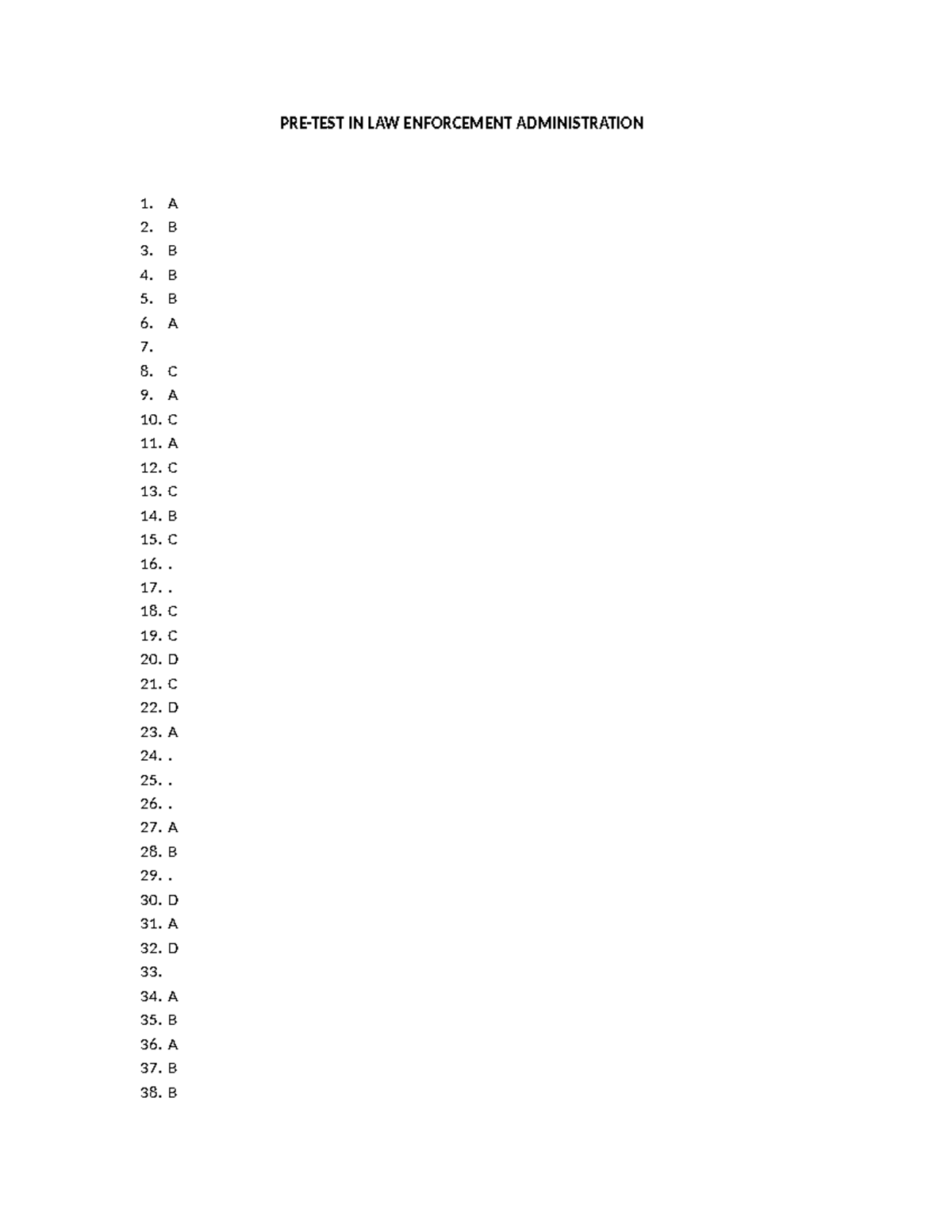 PRE-TEST IN LEA - not applicable - PRE-TEST IN LAW ENFORCEMENT ...