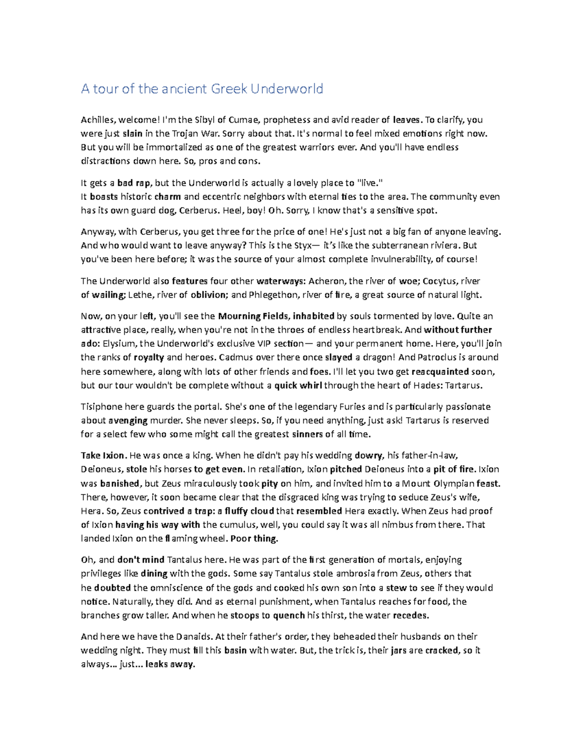 A tour of the ancient Greek Underworld - A tour of the ancient Greek ...