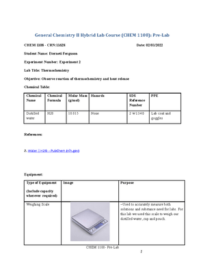 CHEM 1108 Pre-Lab Weak Acid-Strong Base Titration - General Chemistry II Hybrid Lab Course (CHEM ...