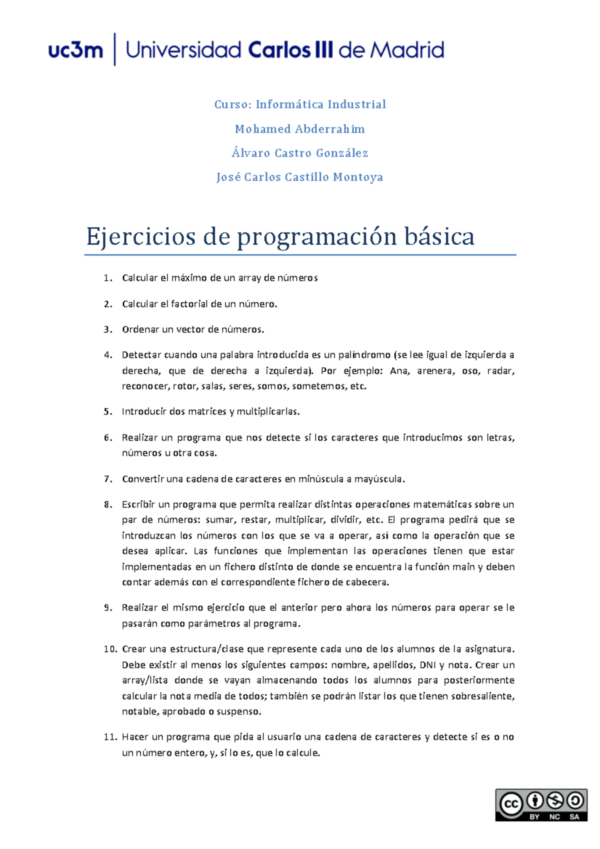 Ejercicios programacion basica - Curso: Informática Industrial Mohamed ...